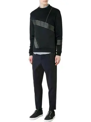 WOOYOUNGMI Striped Trim Sweatshirt - Black