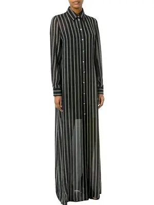 LANVIN Striped Maxi Shirt Dress - Black