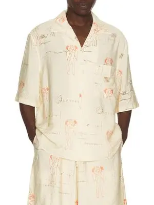 MISBHV Devil & Angel Postcard Shirt In Cream - Multi
