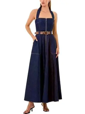 NICHOLAS Anastasia Halterneck Maxi Dress - Blue