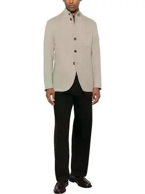 Canali High-neck Button-fastening Jacket - Grey