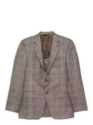 Canali Check-pattern Single-breasted Blazer - Grey