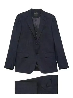 Zegna Flap-pocket Single-breasted Suit - Blue