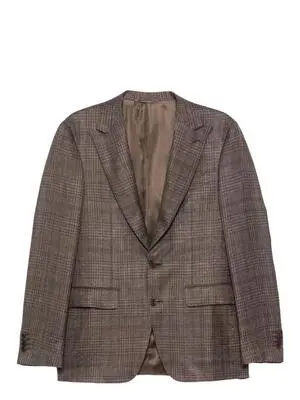Canali Check-pattern Single-breasted Blazer - Brown