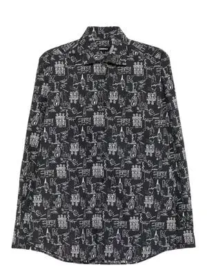 Karl Lagerfeld Graphic-print Long-sleeve Shirt - Black
