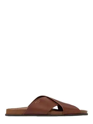 JIMMY CHOO Sol Leather Slides - Cigar
