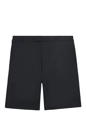 REISS Cantwell Side-adjuster Stretch Cotton-blend Shorts - Navy