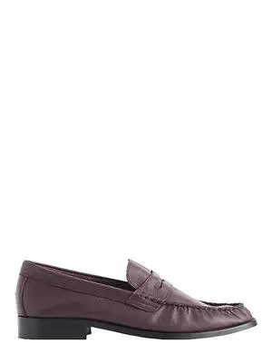 DUKE + DEXTER Ezra Ruched Leather Loafers - Wine
