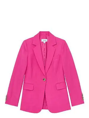 REISS Charli Linen-blend Suit Jacket - Pink