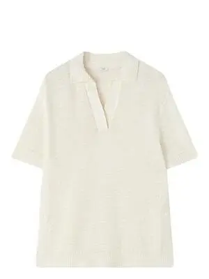 JOSEPH Open-collar Cotton-blend Top - Wax