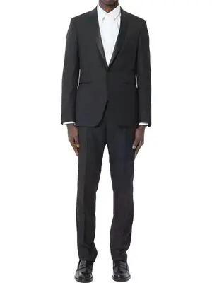 Tagliatore Super 110s Satin-lapel Wool Suit - Black