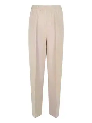 Fabiana Filippi Beige Twill Pleated Trousers - Neutrals