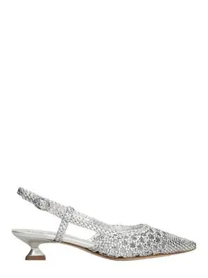 THE SELLER Woven Leather Slingback Pumps - Silver