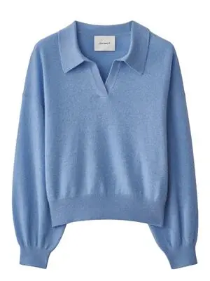 LISA YANG Katriel Collared V-neck Sweater - Blue