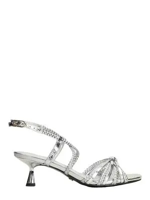 GOLD & ROUGE Braided Metallic Sandals - Silver