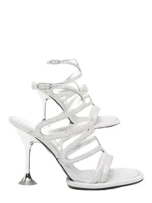 SERGIO ROSSI Glitter Multi-strap Sandals - Silver