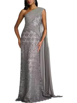 TADASHI SHOJI Tadashi Shoji Eamon Sequin-Embellished One-Shoulder Gown