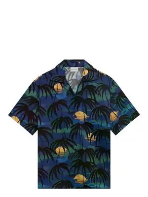 PROBUS Palmiers-print Short-sleeved Shirt - Blue