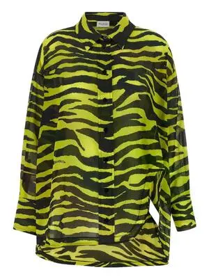 Attico Animal-print Cotton Shirt - Yellow