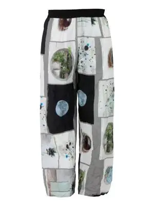 MARIA CALDERARA Artist-print Cotton Trousers - Black