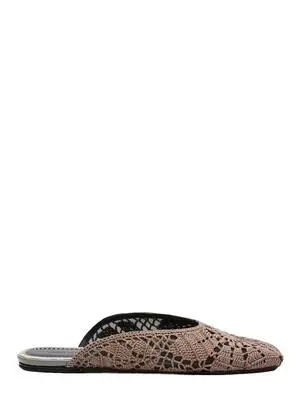 Magda Butrym Crochet-knit Floral Flat Mules - Brown