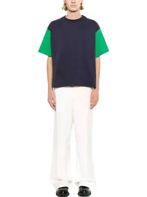 LII Colour-block Short-sleeve T-shirt - Blue