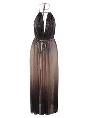 L'IDEE Daphne Pleated Halterneck Midi Dress - Grey