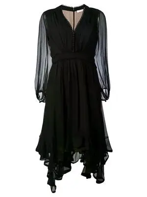 Chloé Handkerchief Hem Dress - Black