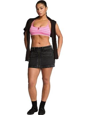 Pink Denim Mini Jean Skirt - Blue