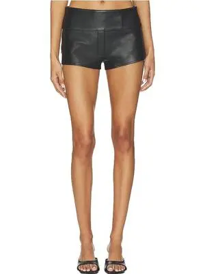 Cult Gaia Denny Leather Shorts - Black