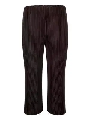 Issey Miyake Pleated Cropped Trousers - Brown
