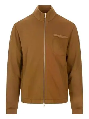 Moncler Logo Patch Zip-up Sweater - Neutrals