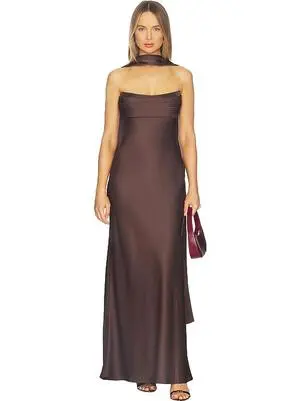 RUNAWAY THE LABEL Strapless Maxi Dress - Chocolate