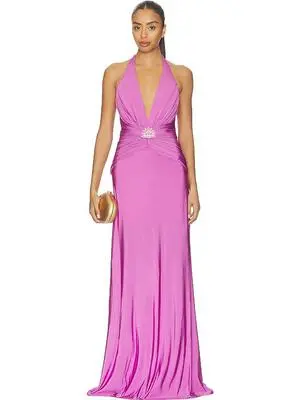 PatBO Gisele Jersey Back Slit Maxi Dress - Fuchsia