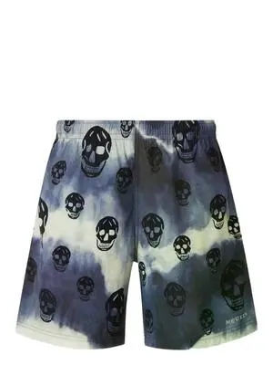 Alexander McQueen Tie-dye Skull Print Swim Shorts - Blue
