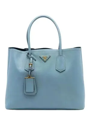 Prada Saffiano Cuir Double Satchel - Blue