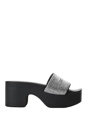 Alexander Wang Crystal Hotfix Platform Slide - Black/silver