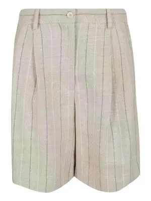 Antonelli Firenze Pinstripe Pleated Shorts - Neutrals