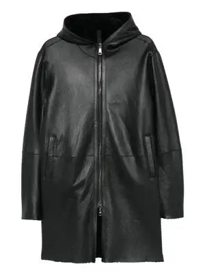 Tagliatore Wilson Hooded Leather Jacket - Black