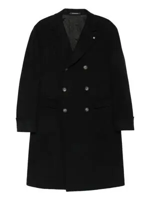 Tagliatore Double-breasted Peak-lapel Coat - Black