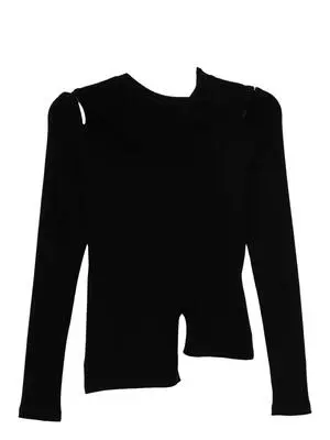 LIMI FEU Asymmetric Neck Long Sleeve T-shirt - Black