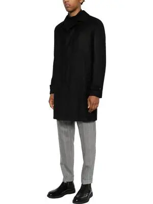 Tagliatore Single-breasted Twill-weave Coat - Black