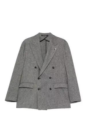 Tagliatore Herringbone Double-breasted Blazer - Black