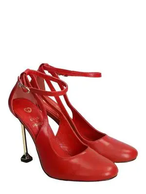 GOLD & ROUGE Biscuit Ankle-strap Sandals - Red