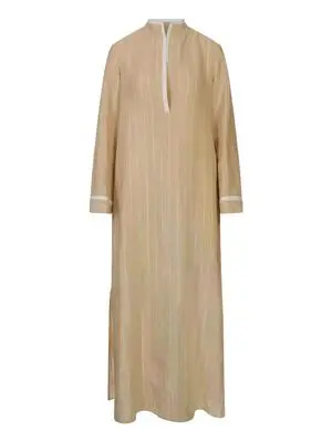 Kiton Pinstriped Long Sleeve Dress - Neutrals