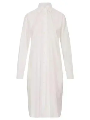 JIL SANDER Pleated Collar Shirt Dress - White