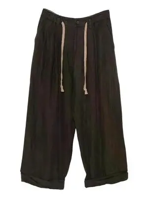 ZIGGY CHEN Drawstring Pleated Trousers - Brown