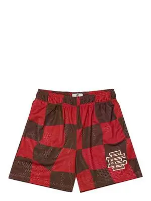ERIC EMANUEL Wavy-check Mesh Shorts - Red