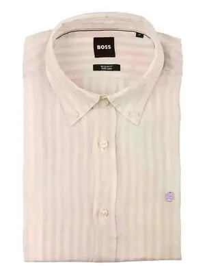 BOSS Striped Linen Shirt - Neutrals