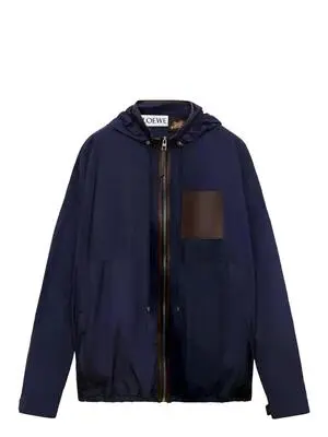 Loewe X Paula's Ibiza Hooded Coat With Leather Trims - Blue